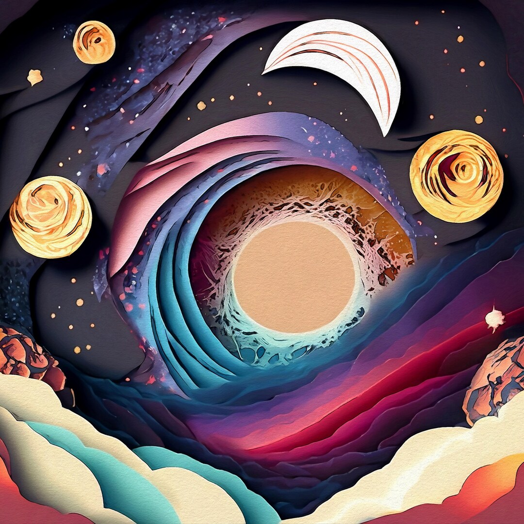 Digital Download Art | Space Art Print | Layered Paper Galaxy Artwork ...