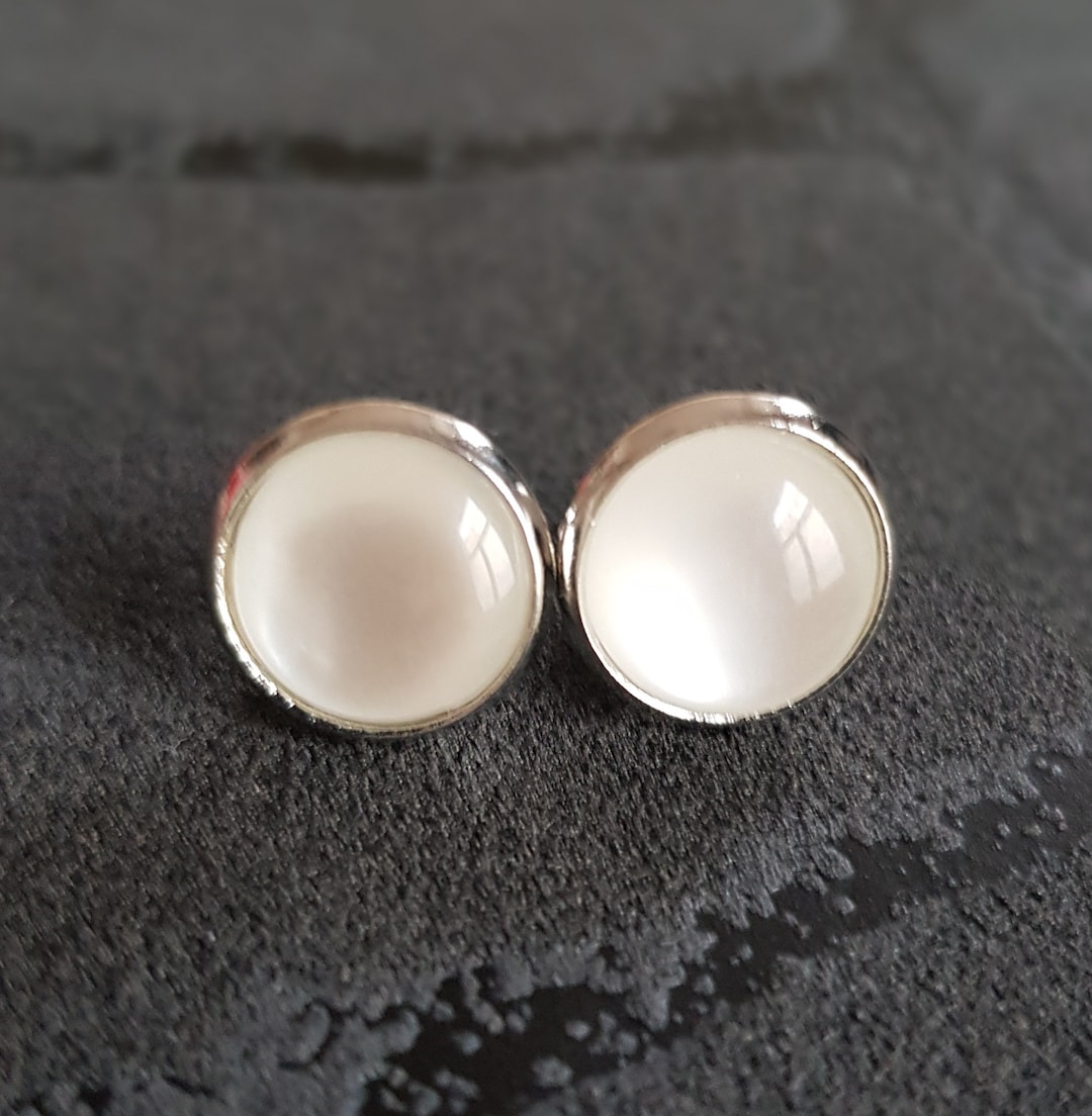 Studs White Milky Silver Version Around 10 Mm Earrings Accessories ...