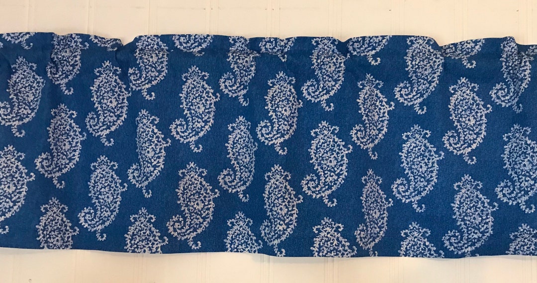 Azul y blanco paisley cocina baño dormitorio país valance victoriano ...