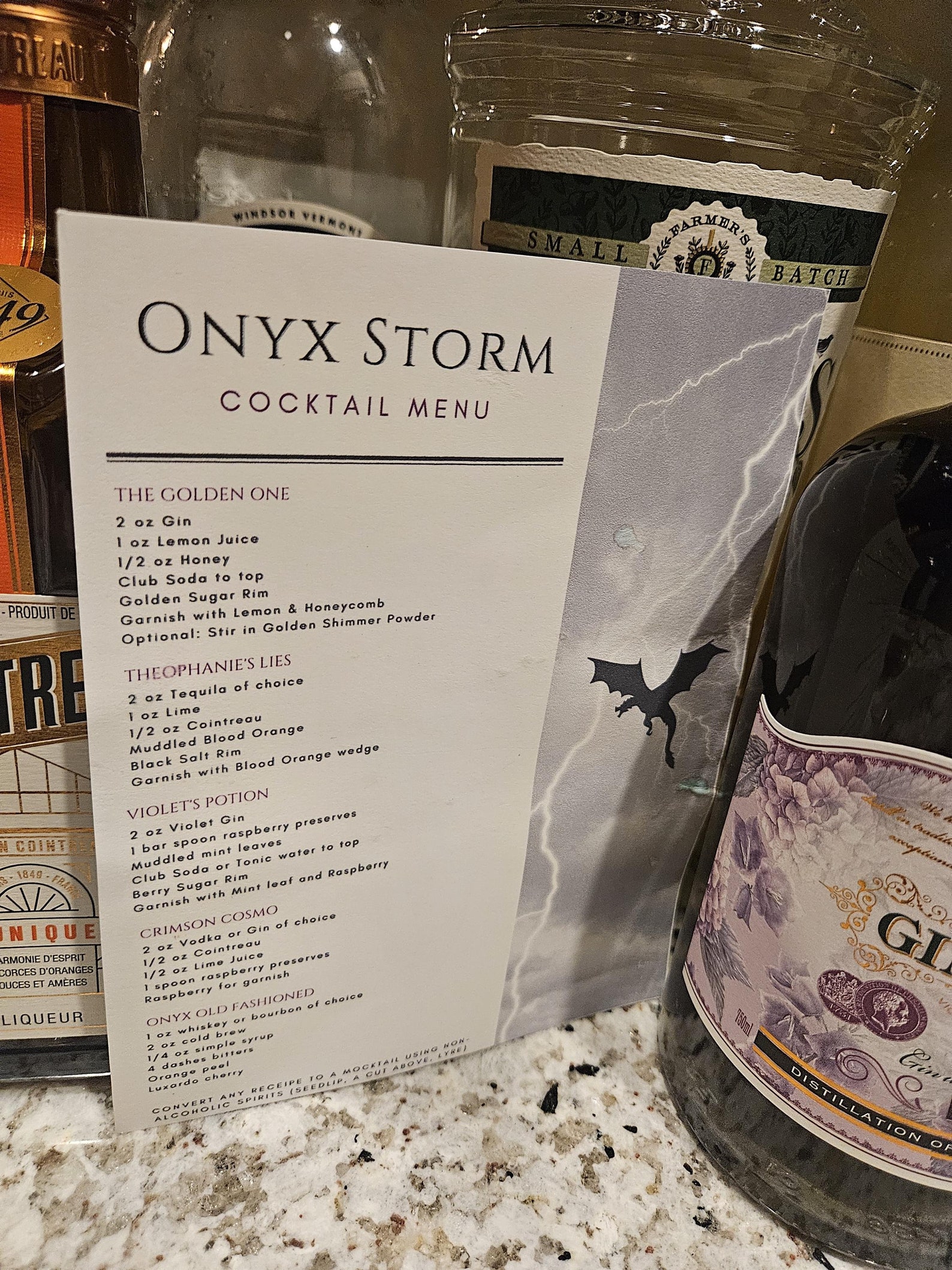Onyx Storm Cocktail Menu, Digital Download, Print Your Own for Onyx ...