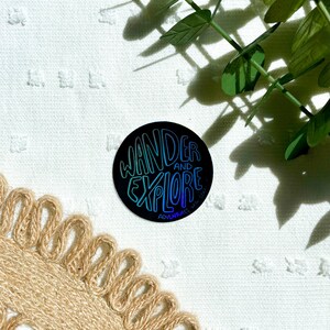 Wander and Explore (black and White/holographic) 2" - Etsy