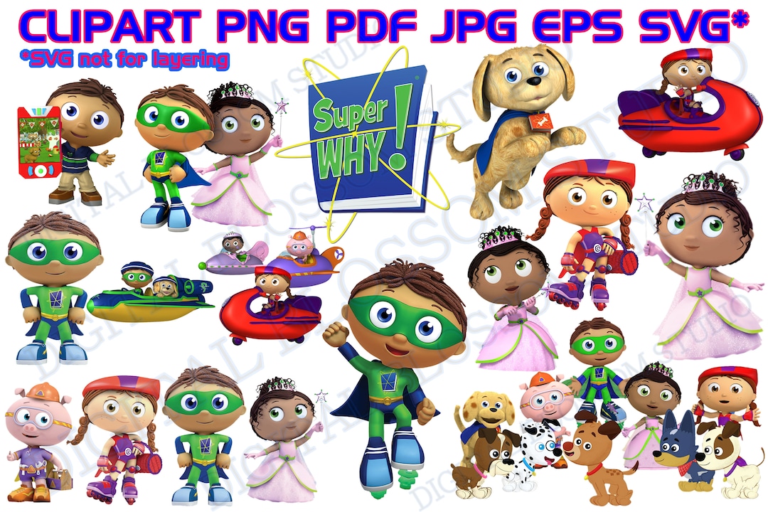 Super Why ClipArt, Cumpleaños Super Why, Decoraciones de fiesta Super ...