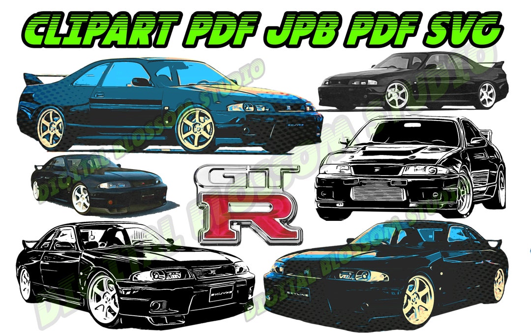 Skyline R33 Clipart, Gt-r Png, Nissan R33 Printable, GTR Stickers, Gtr ...