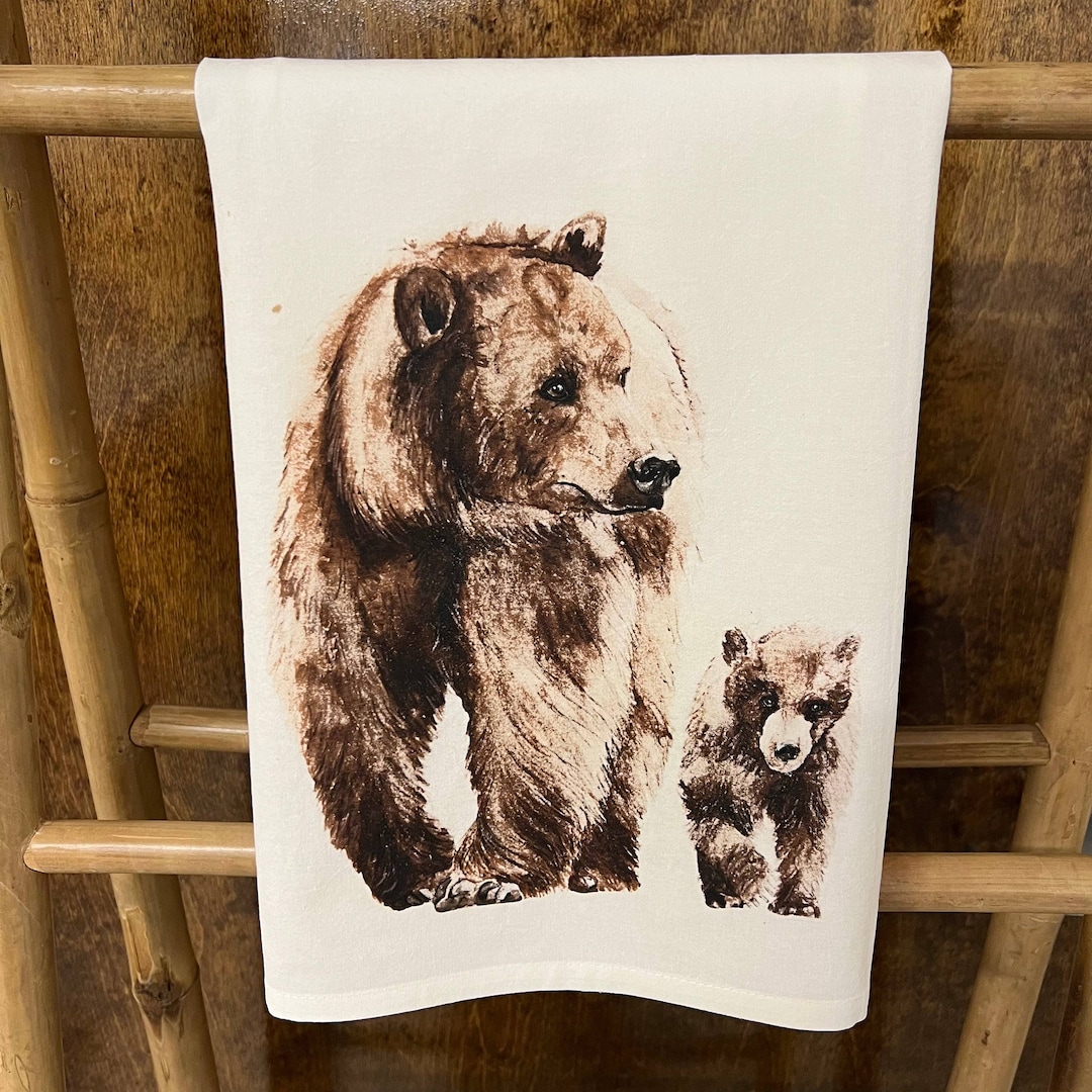Brown Bear Kitchen Towel (bear and Cub) - Etsy