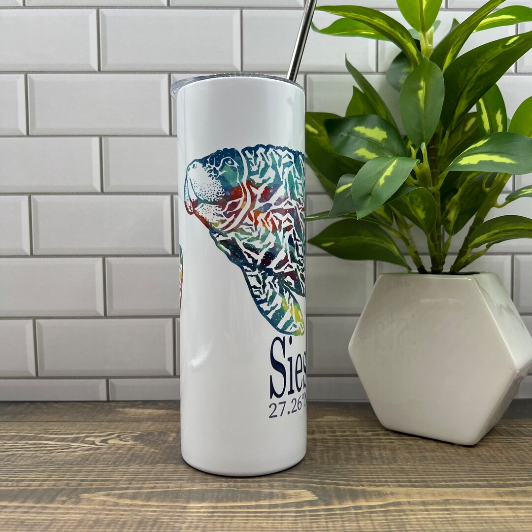 Siesta Key Florida Original Drawing of a Manatee Printed on a 20 Oz ...