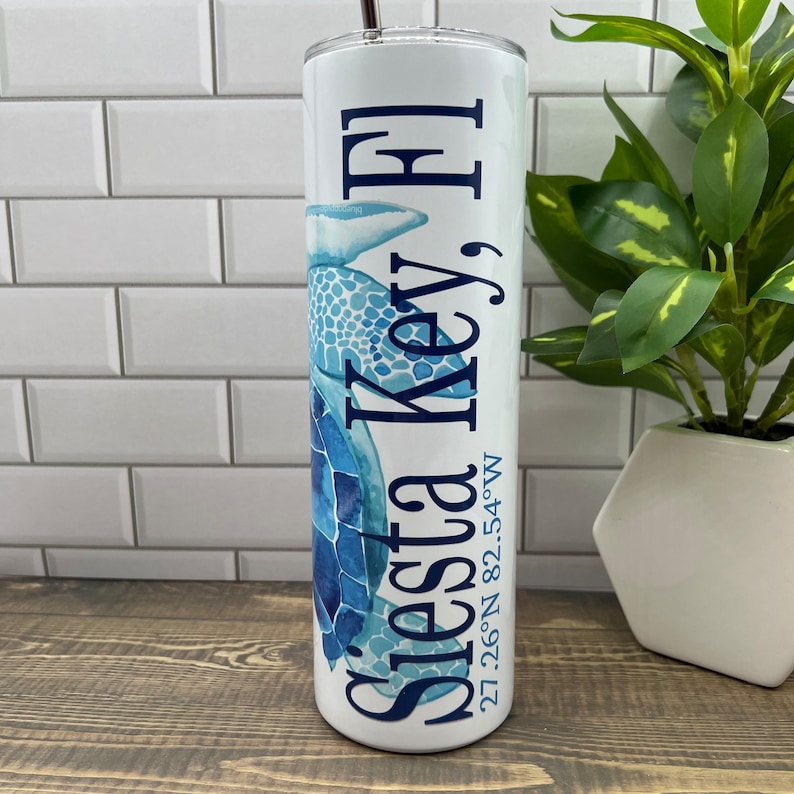 Sea Turtle Watercolor 20 Oz Tumbler, Siesta Key Florida - Etsy