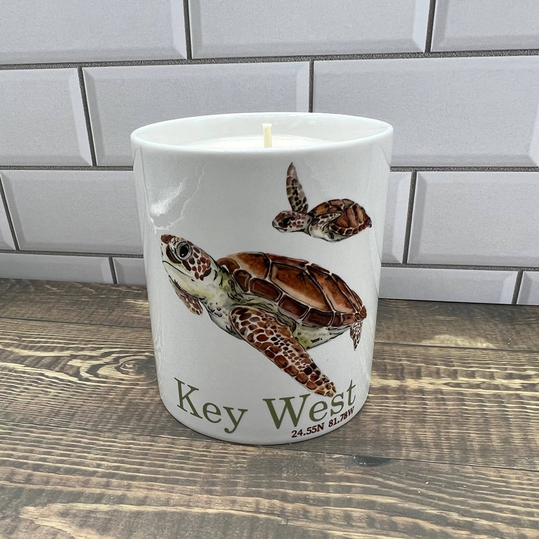 Sea Turtle Ceramic Candle Customize It With Your Town - Etsy