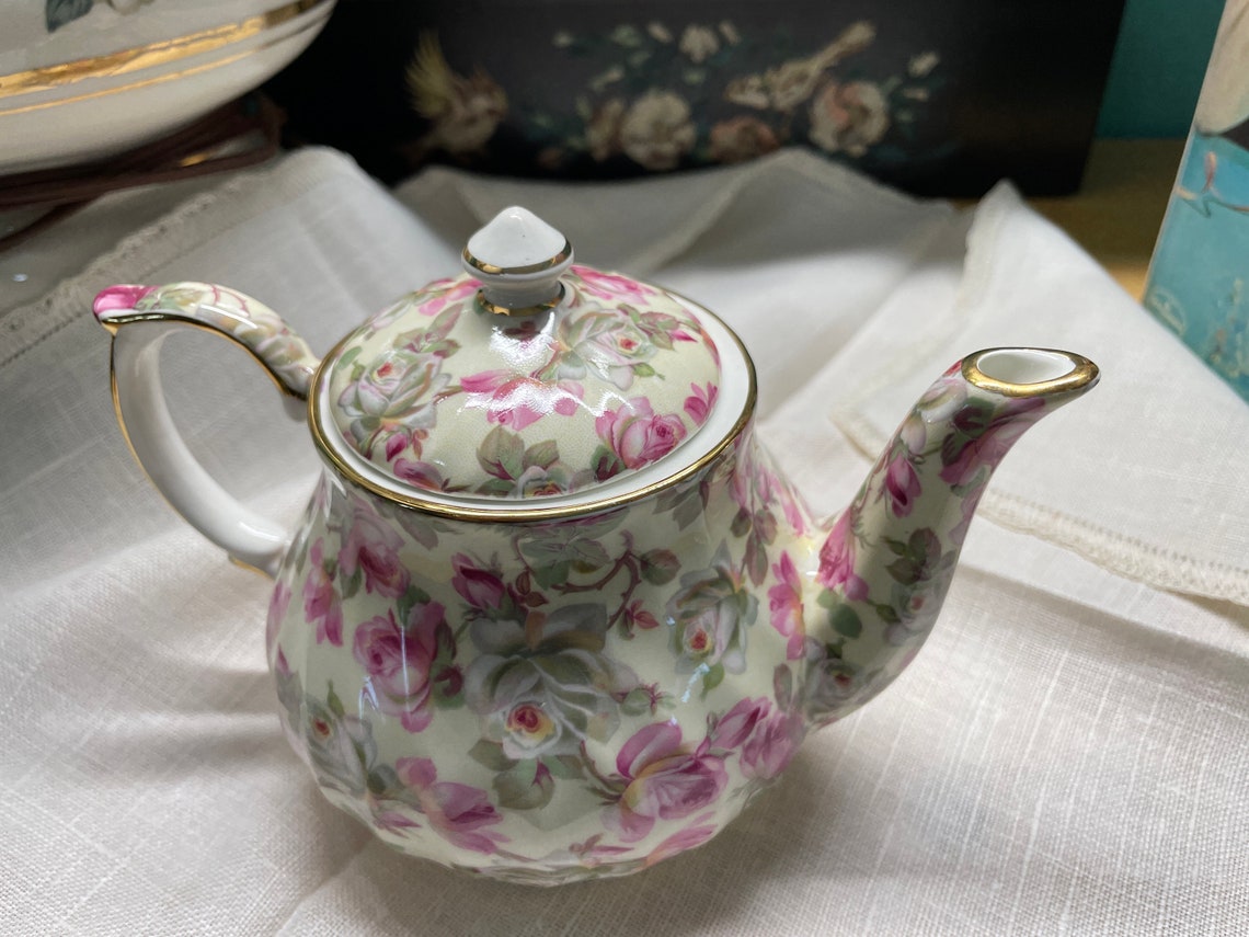 Rose Chintz Small Teapot, Crown Dorset, Staffordshire England - Etsy