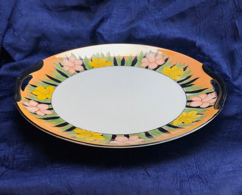 Art Deco Noritake lusterware with daffodils cake plate | Etsy