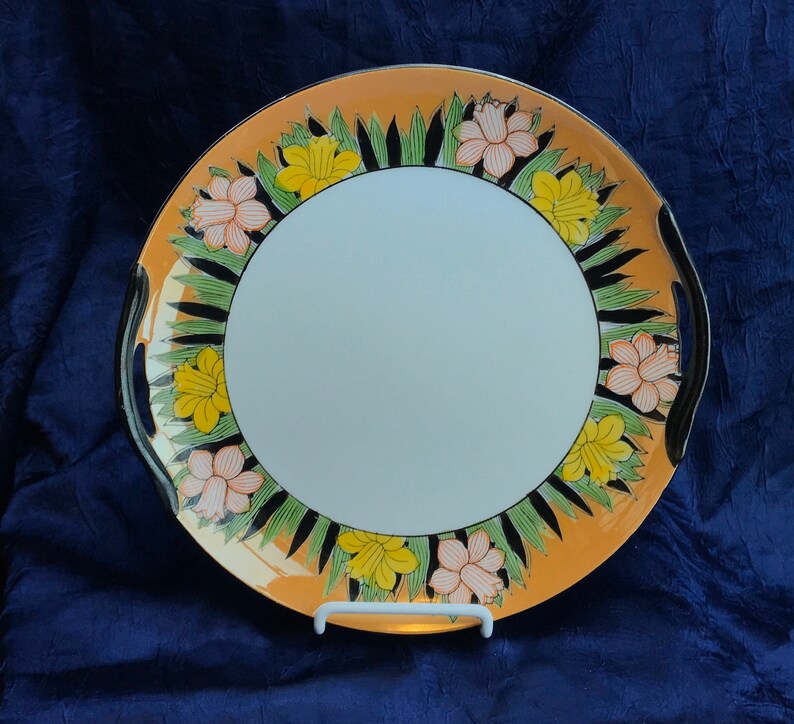 Art Deco Noritake Lusterware With Daffodils, Cake Plate, Charger Plate ...