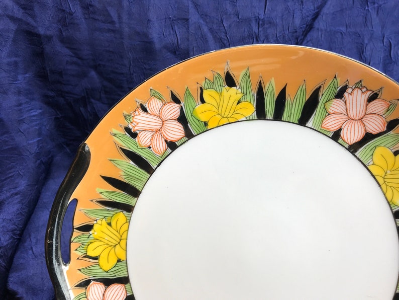 Art Deco Noritake lusterware with daffodils cake plate | Etsy