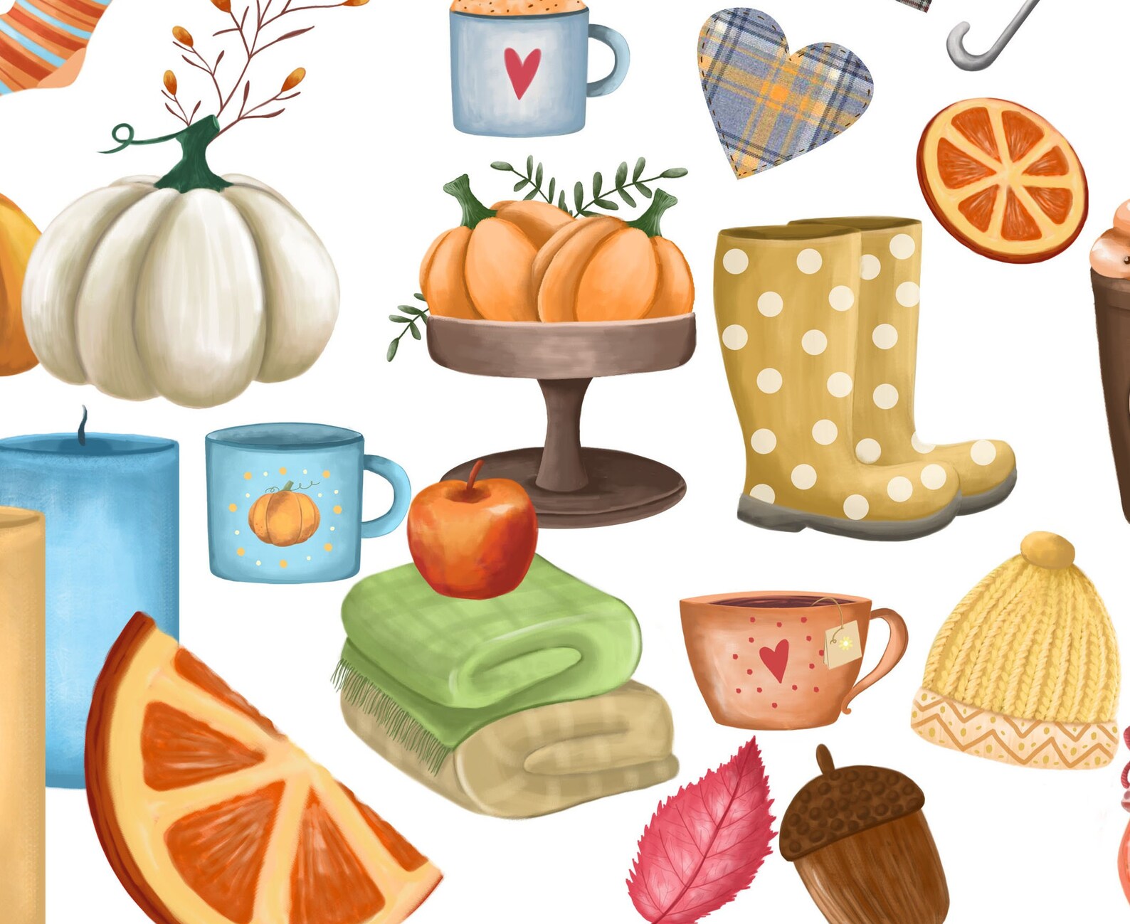 Cozy Autumn Clipart Fall Clipart Bundle Thanksgiving - Etsy Canada