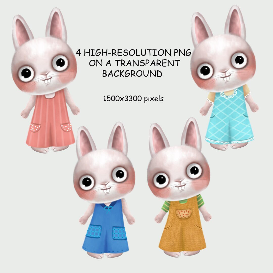 Cute Bunny Clipart Instant Download PNG JPG Digital Clip Art - Etsy