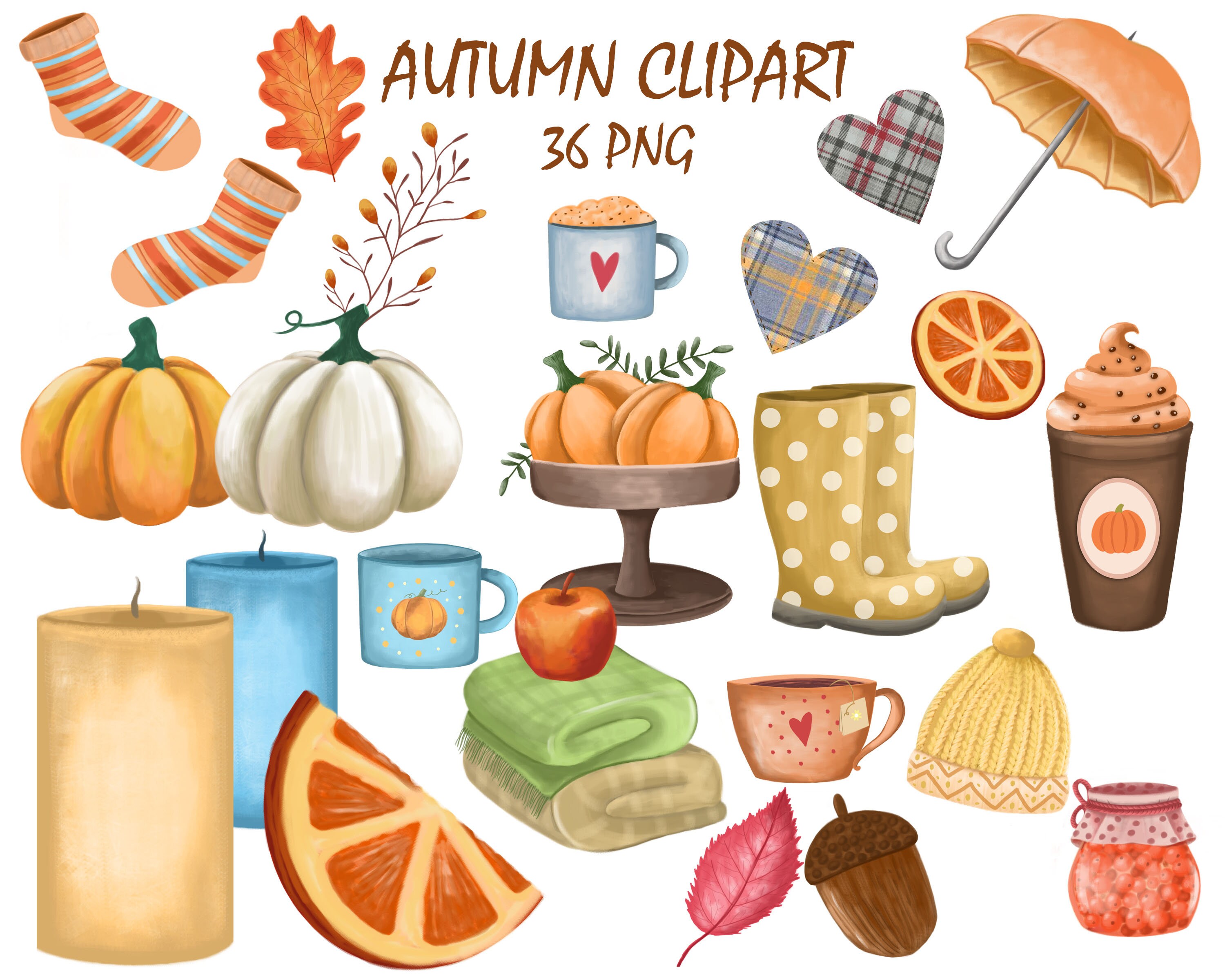 Cozy Autumn Clipart Fall Clipart Bundle Thanksgiving - Etsy Canada