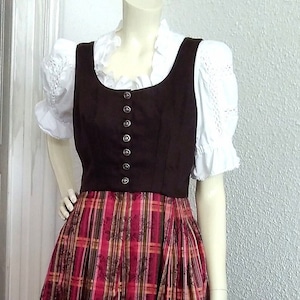 90s Checkered Tyrolean Dirndl Dress Bavarian Oktoberfest Dress 38 Size ...