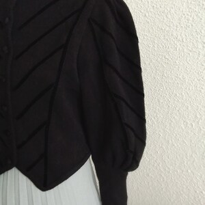 80s Folk Cardigan Velvet Embellished Cardigan Edwardian Victorian Style ...
