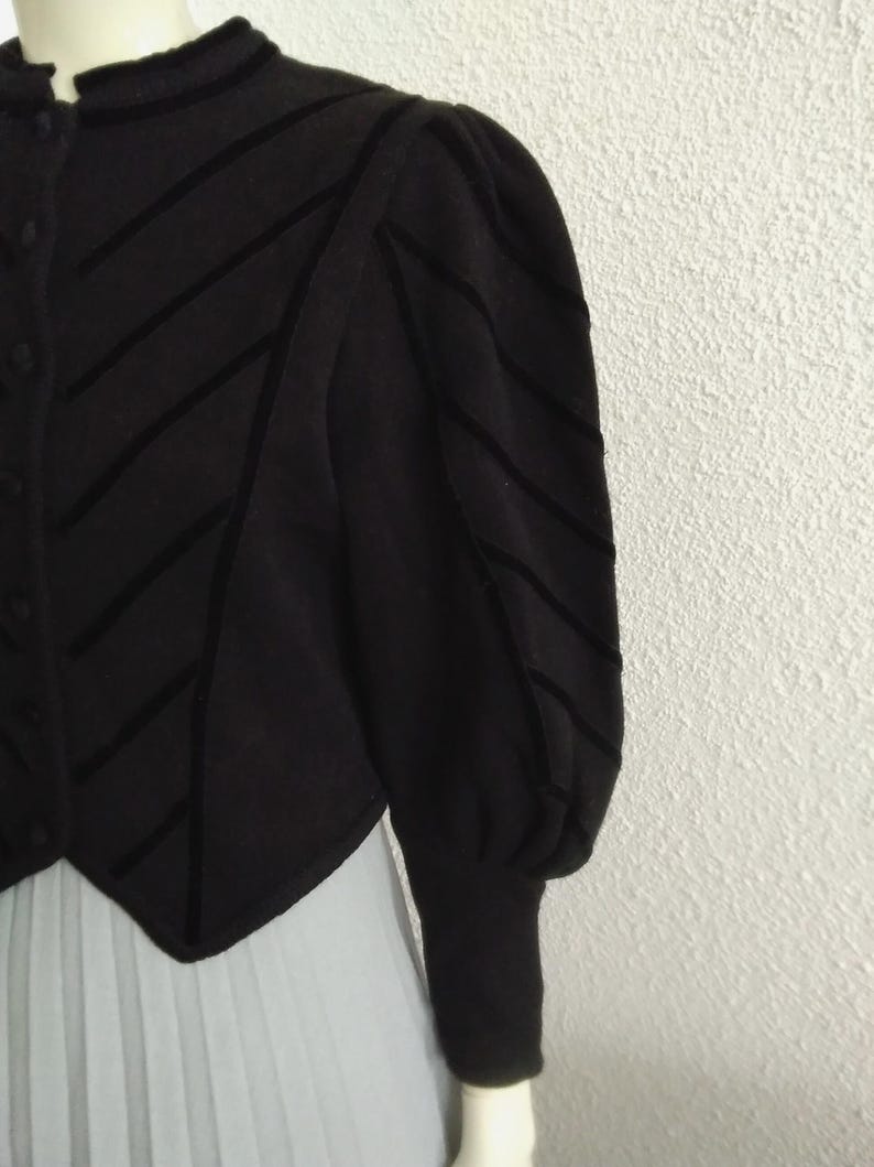 80s Folk Cardigan Velvet Embellished Cardigan Edwardian Victorian Style ...