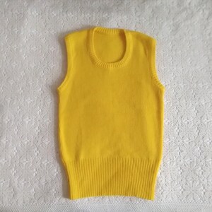 60s-70s Mod Vest Vivid Yellow Vest High Waist Vest Knitted Spring Vest ...