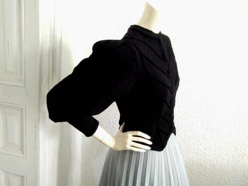 80s Folk Cardigan Velvet Embellished Cardigan Edwardian Victorian Style ...