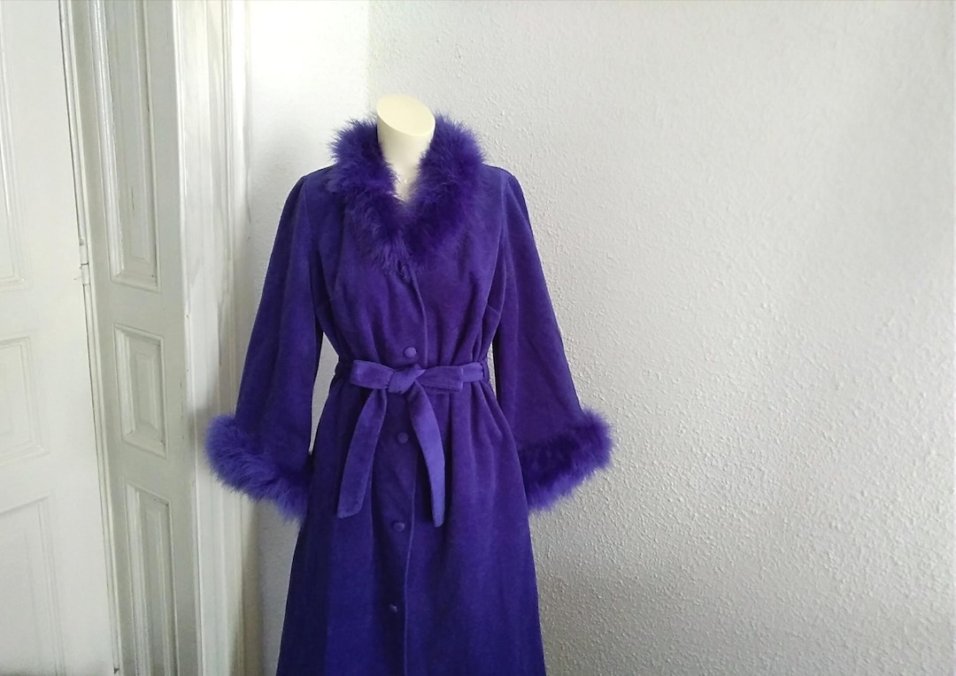 70s Retro Housecoat Flared Sleeve Fluffy Housecoat Long Housecoat ...