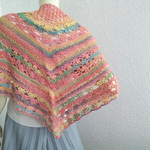 70s Crochet Lace Shawl Bolero Wrapped Shawl Spring Lace Shawl Rainbow ...