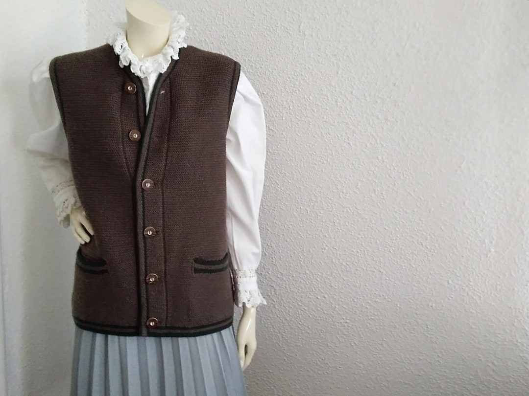 90s ST. PETER Trachten Men Vest Chunky Wool Vest Winter Vest Men Folk ...