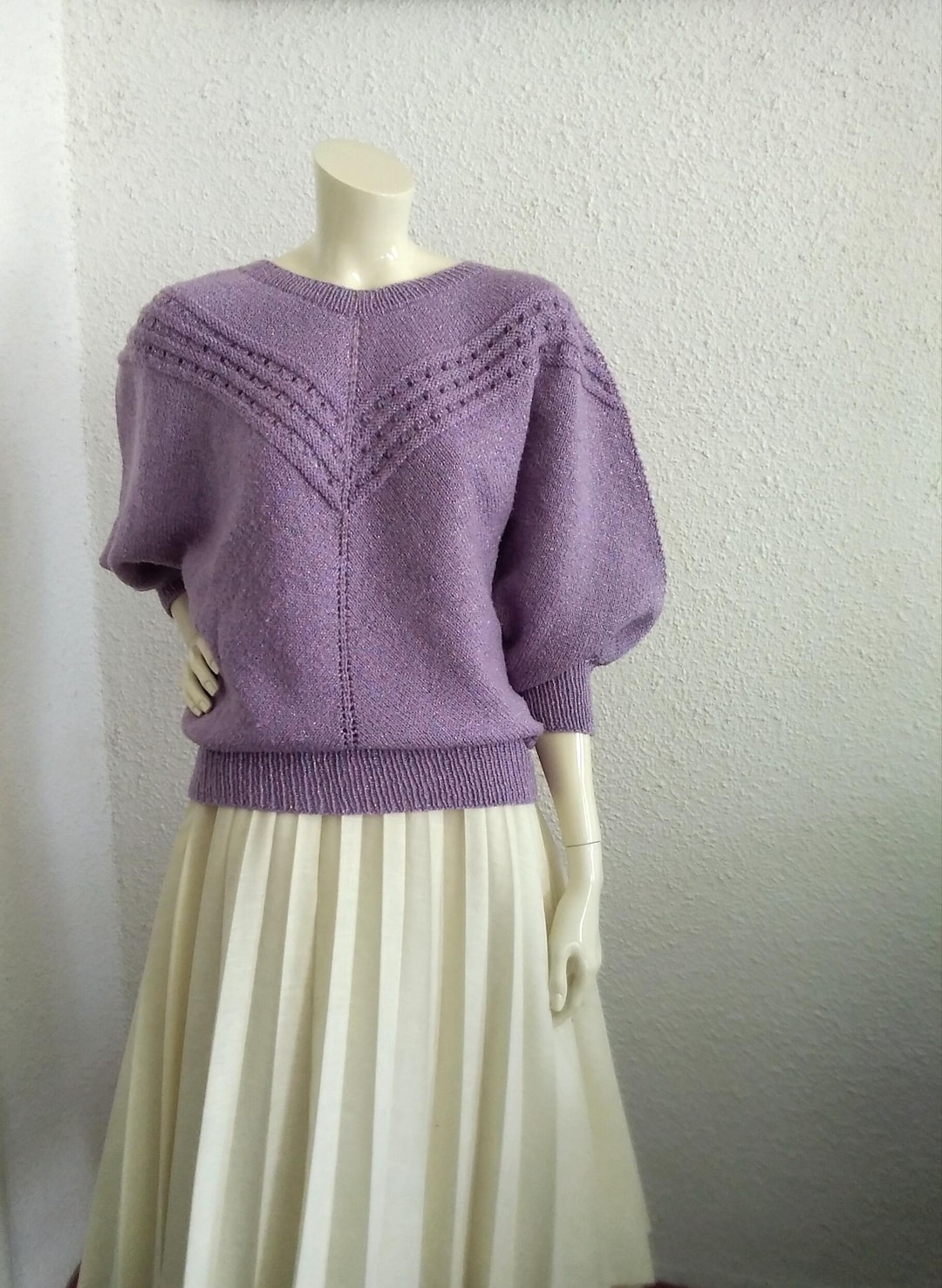 80s Purple Sweater Pop-art Handmade Jumper Lilac Sweater Lavender ...