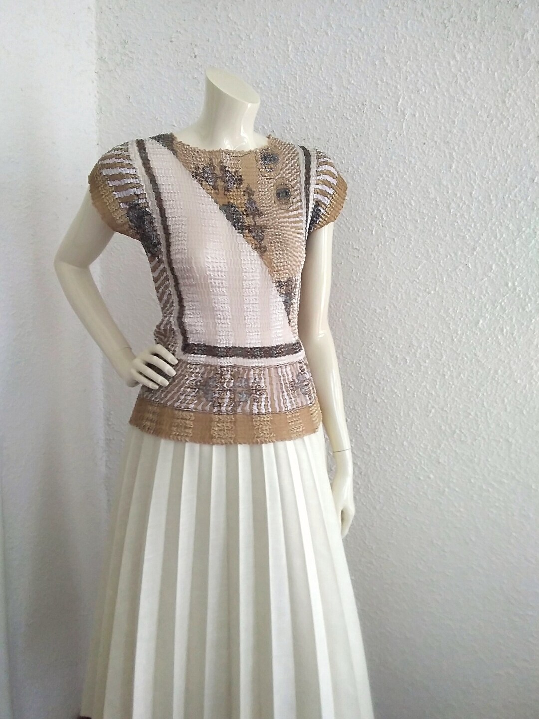 90s Popcorn Blouse Crinkle Blouse Pastel Bubble Blouse Popcorn Stretchy ...