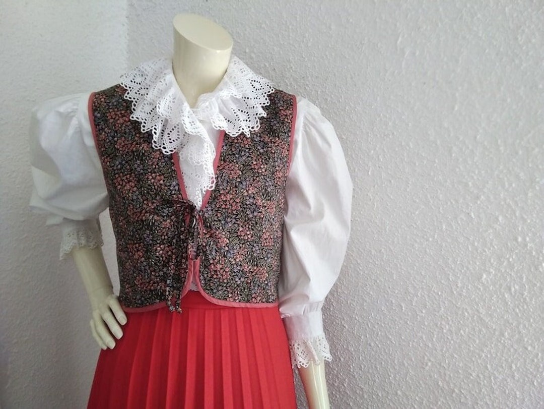 70s Cropped Vest Floral Retro Vest Tie Vest Spring Vest Botanical Print ...