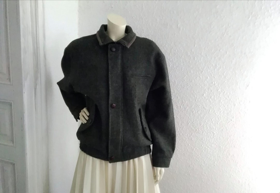 80s Harris Tweed Men Jacket Fall Men Jacket Bomber Classic Minimalist ...