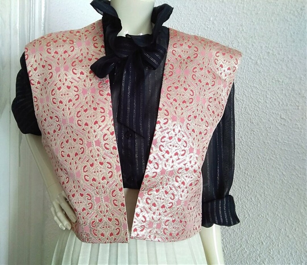 70s Retro Lurex Vest Golden Disco Vest Paisley Shiny Vest Evening Shiny ...