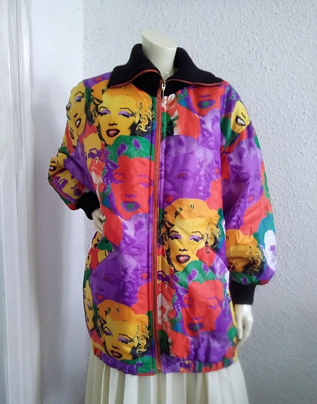 80s Pop-art Jacket Marlyn Monroe and James Dean Print Bomber Jacket ...