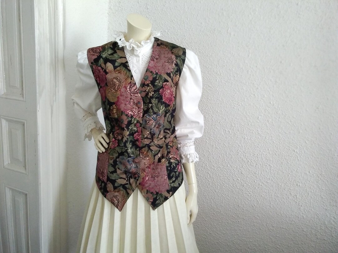 80s VERSE Vest Jacquard Baroque Vest 44 Size Renaissance Vest Tapestry ...