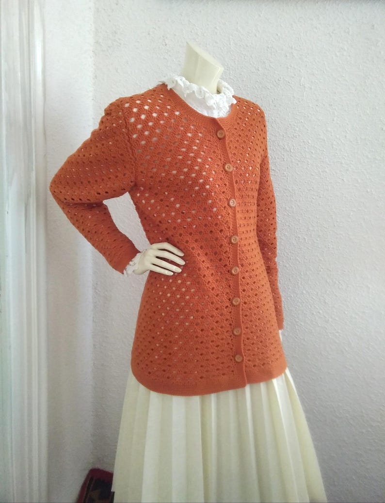 60s Mod Cardigan Long Crochet Jacket Extravagant Handknitted Cardigan ...