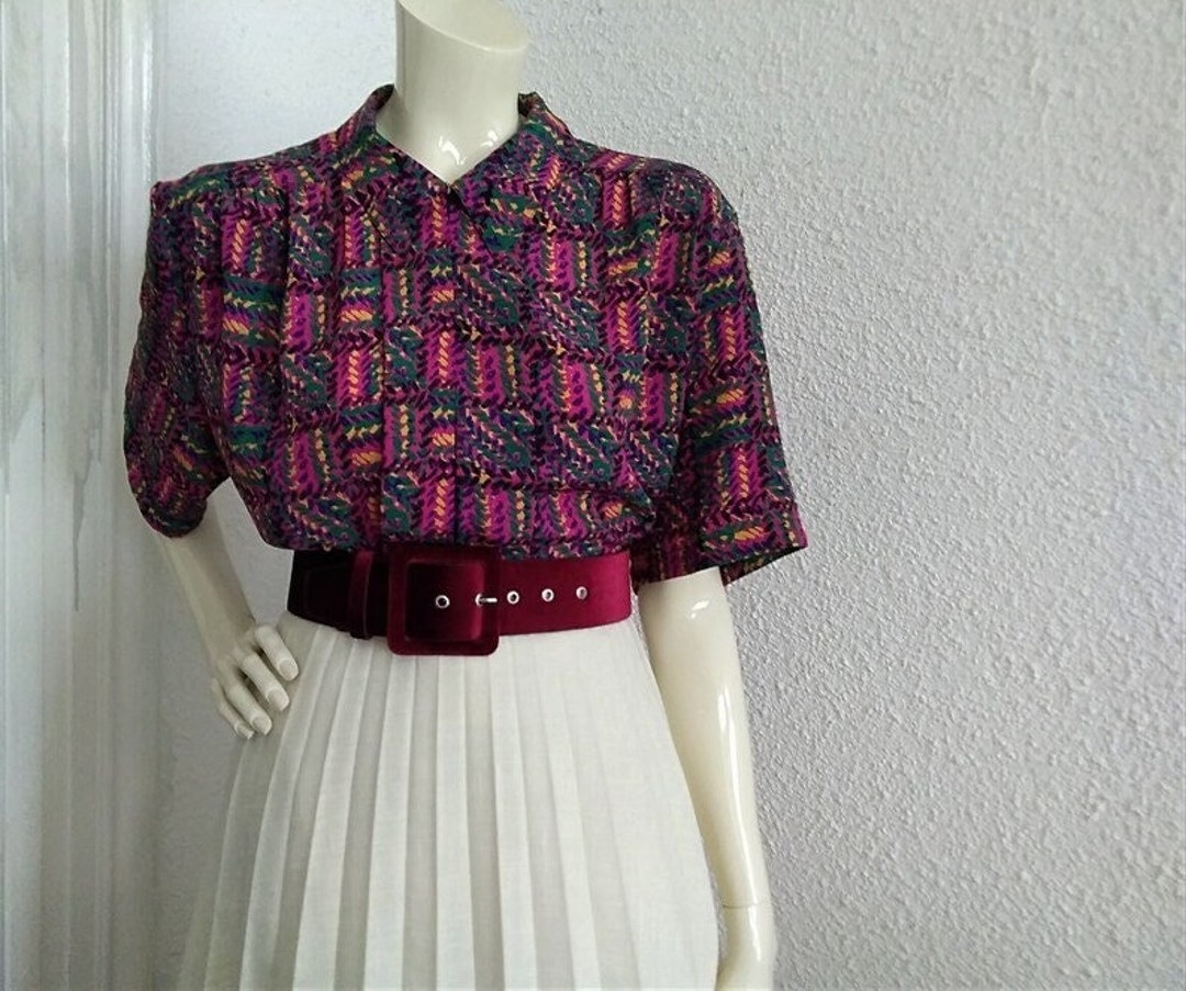 80s Summer Blouse Pop-art Blouse Colorful Vacation Shirt Abstract ...