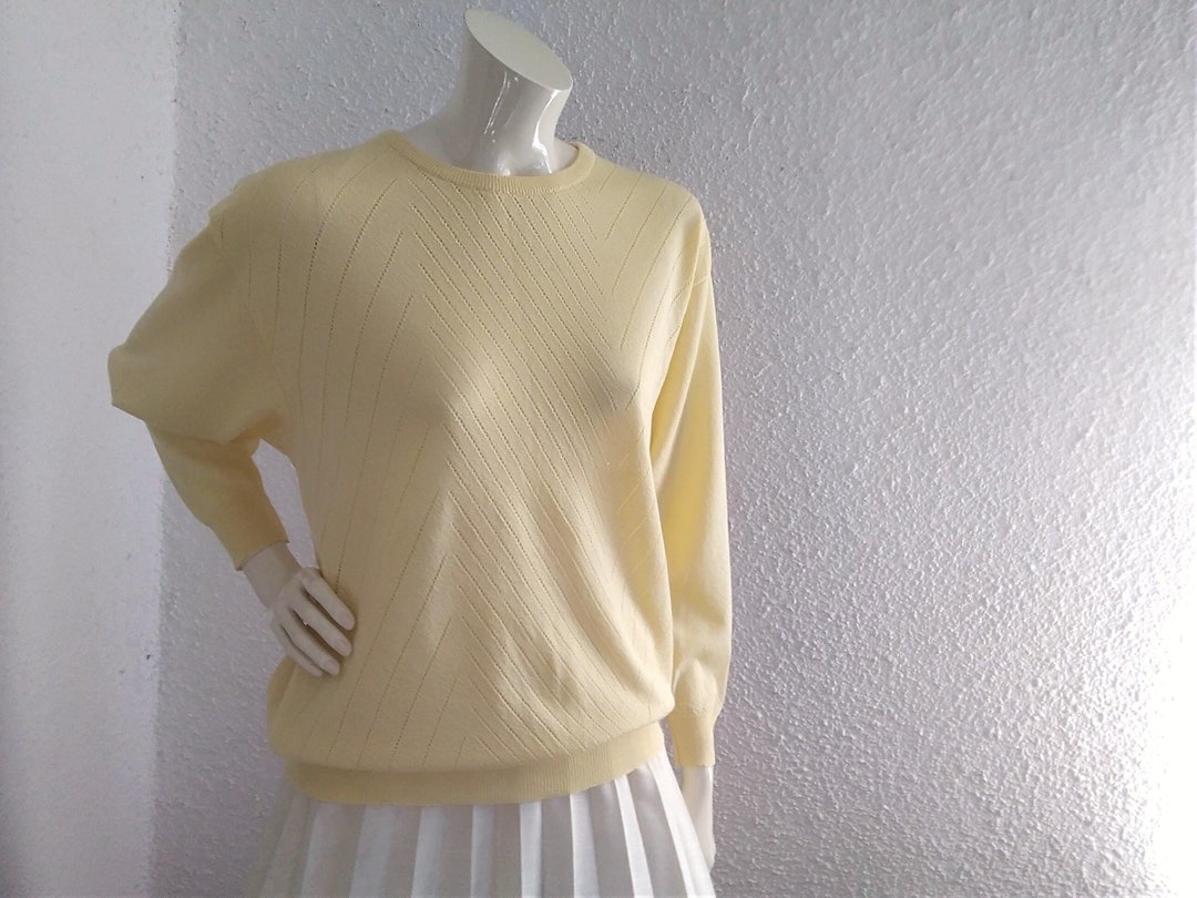 80s Minimalist Sweater Delicate Pastel Sweater Eyelet Jumper Basic ...