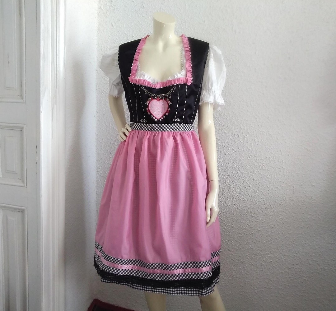 90s Folk Dress Austrian Tyrolean Dress Checkered Dress Oktoberfest ...