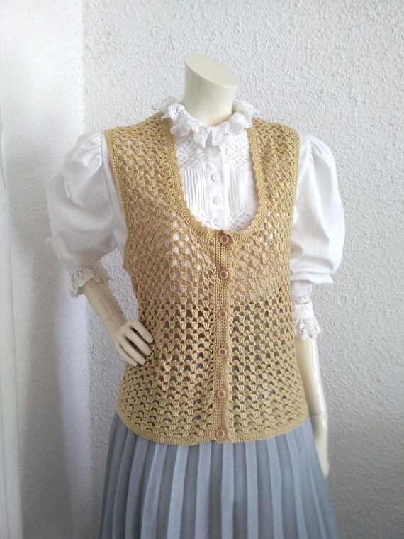 60s 70s mod vest crochet vest lace pattern vest bohem… - Gem