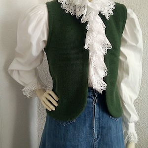 70s Retro Vest Cropped Dusted Green Vest Knitted Spring Vest Minimalist ...