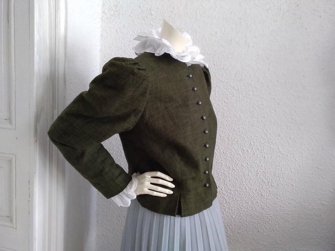 80s Folk Jacket Edwardian Victorian Style Jacket Puffy Sleeve Dark ...