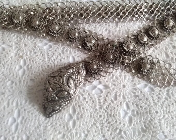 90s Silver Metallic Belt Western Style Metal Chain Belt Boho Belt ...