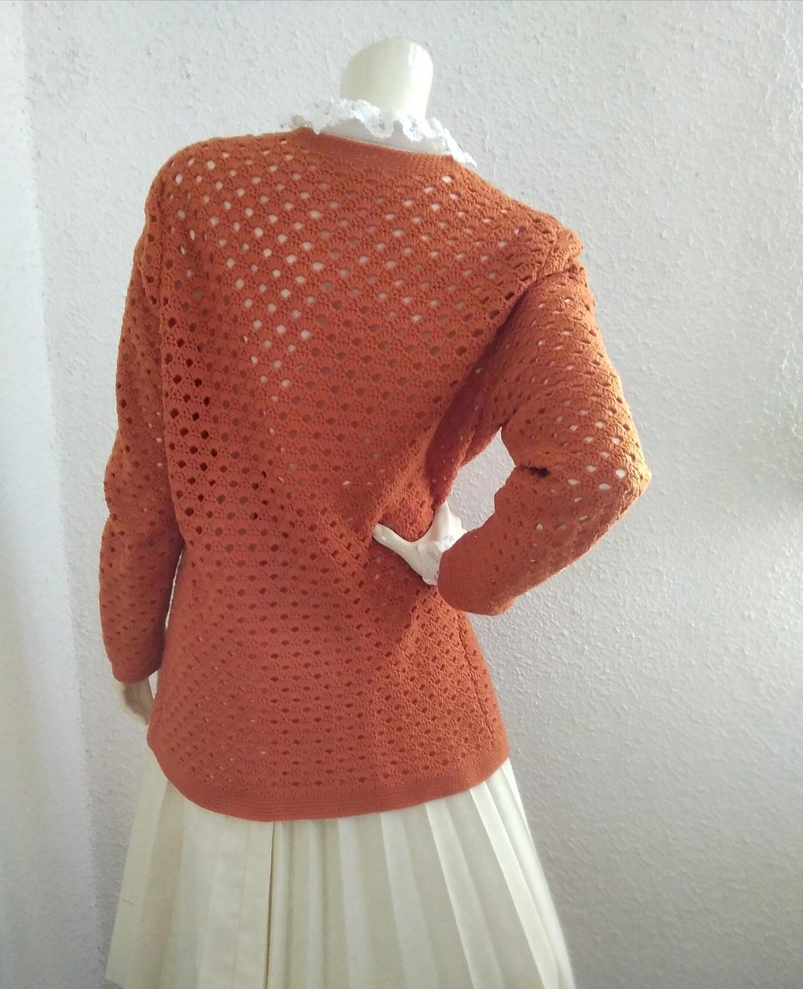 60s Mod Cardigan Long Crochet Jacket Extravagant Handknitted Cardigan ...