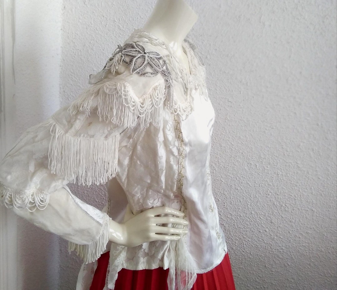 80s Pop-art Blouse Extravagant Party Embellished Blouse Beaded Blouse ...