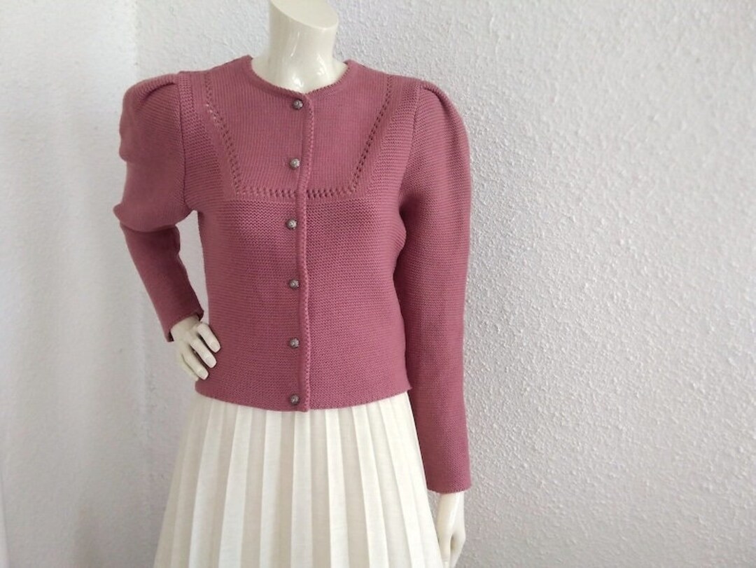 80s Folk Cardigan Puffy Sleeve Edwardian Victorian Style Cardigan ...