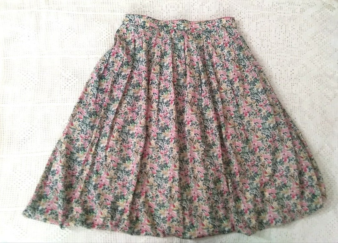 Saia de verão dos anos 80 PERRY saia de algodão trachten dirndl ...