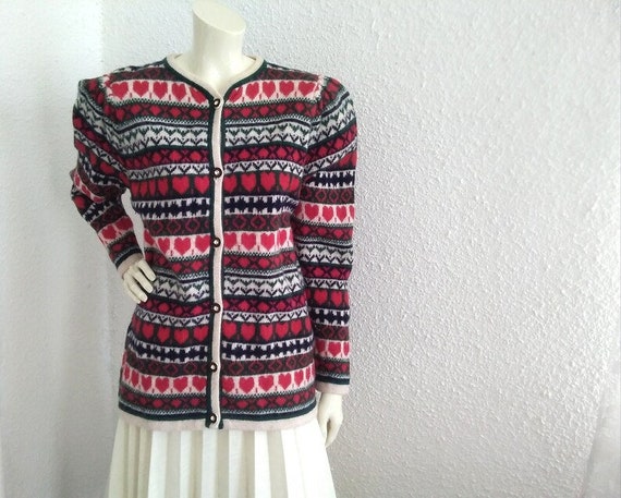 80s folk cardigan traditional austrian cardigan, puff… - Gem