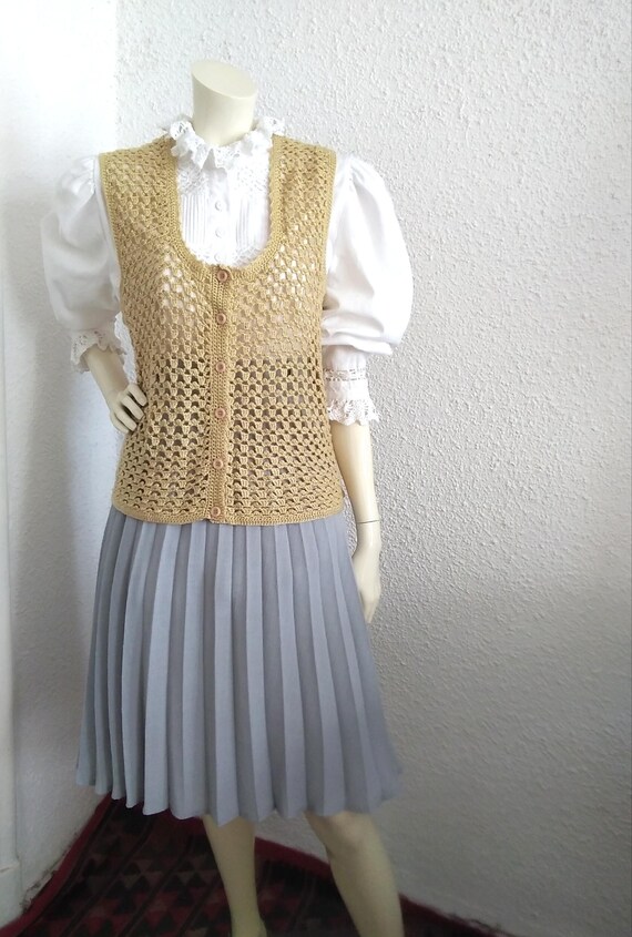 60s 70s mod vest crochet vest lace pattern vest bohem… - Gem