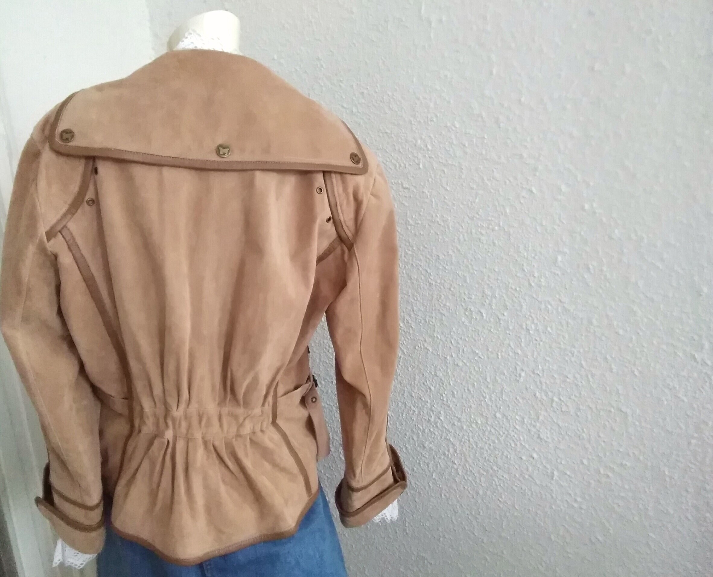 90s BIBA Suede Leather Jacket Military Style Real Leather - Etsy