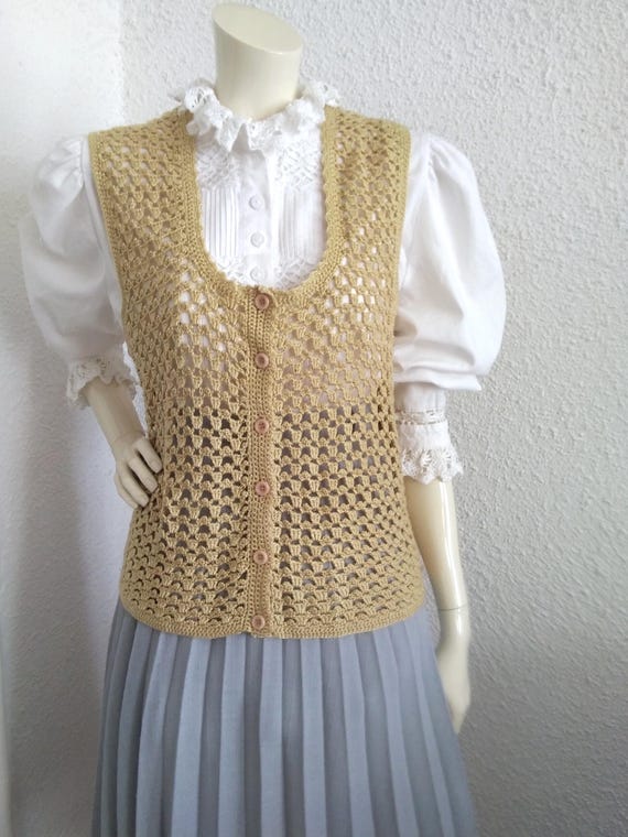 60s 70s mod vest crochet vest lace pattern vest bohem… - Gem