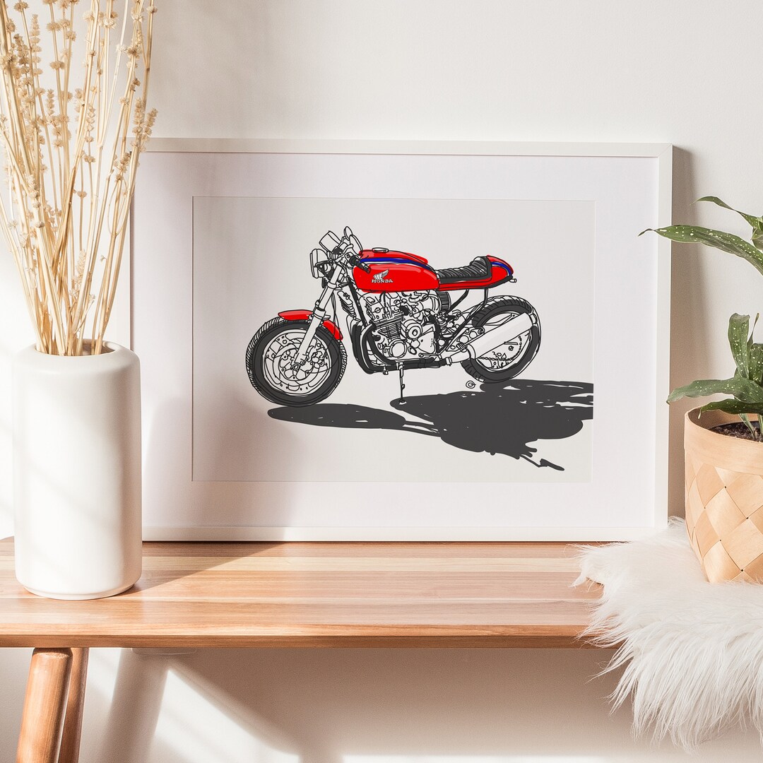 Custom Motorcycle Drawing, Hand Drawn, Line Drawing, Gift for Bikers ...